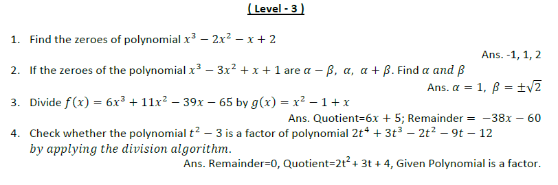 CBSE Class 10 Mathematics Polynomials Assignment Set E